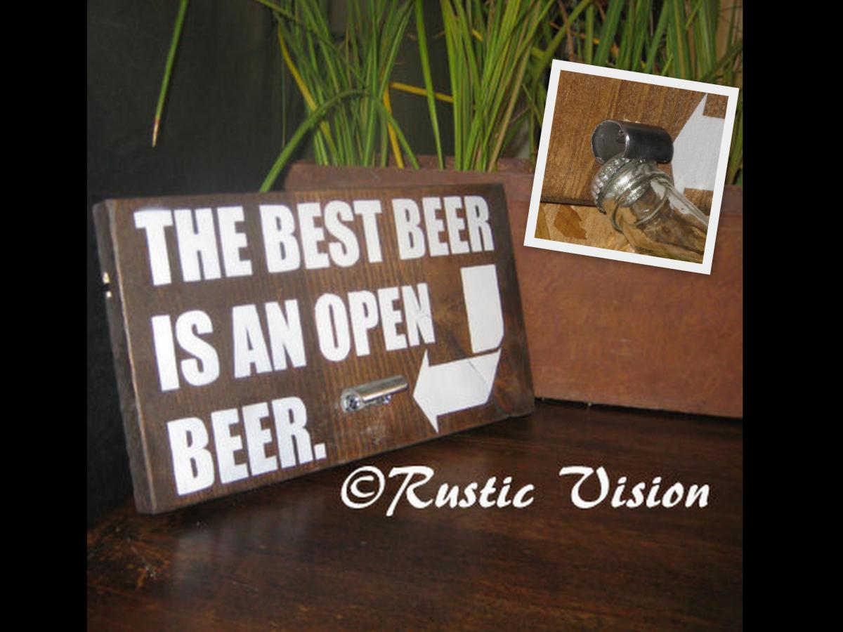 Wood Sign With Beer Bottle Opener on Luulla